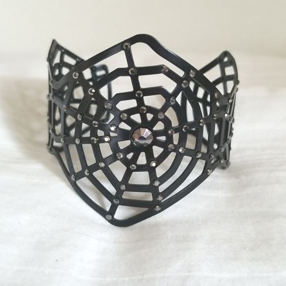 Jewelry | New Black Rhinestone Spider Web Cuff Bracelet | Poshmark